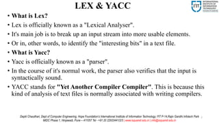 Systems Programming & Operating Systems - Overview of LEX-and-YACC | PPT