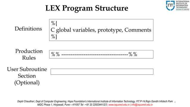 Systems Programming & Operating Systems - Overview of LEX-and-YACC | PPT