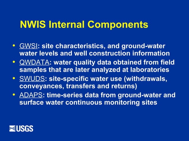 Overview of National Water Information System (NWIS) (Trapanese) | PPT