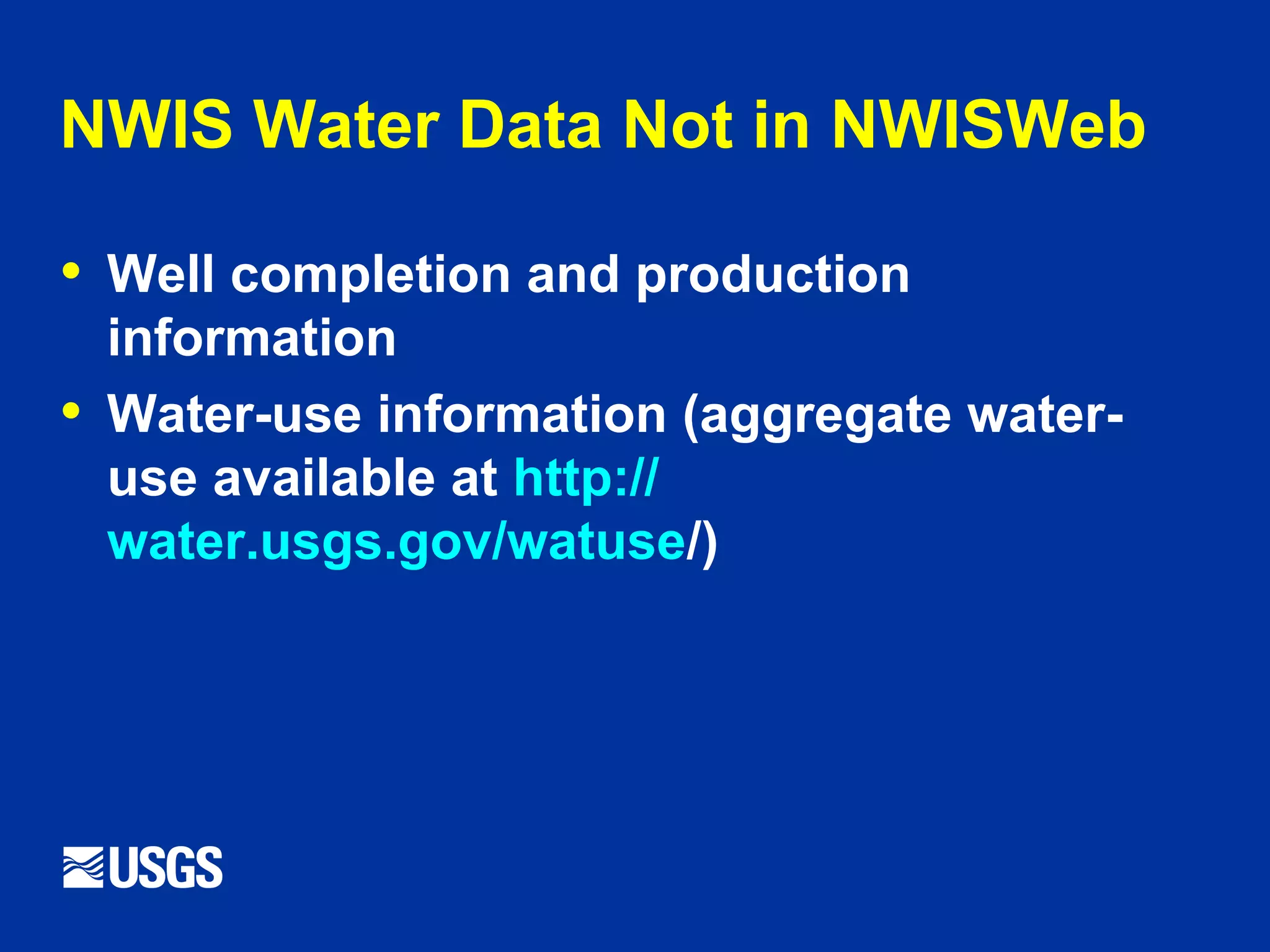 Overview of National Water Information System (NWIS) (Trapanese) | PPT