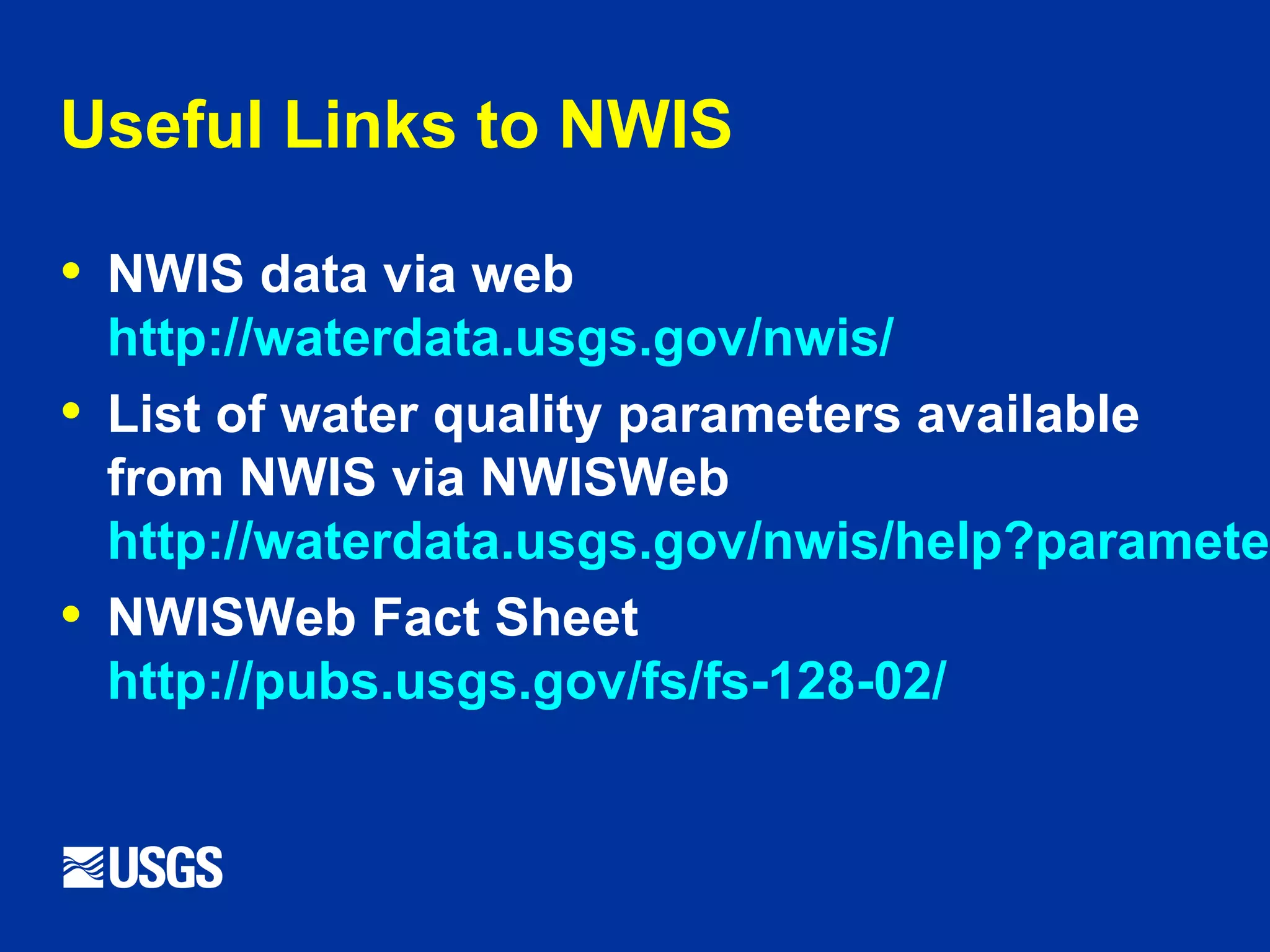 Overview of National Water Information System (NWIS) (Trapanese) | PPT