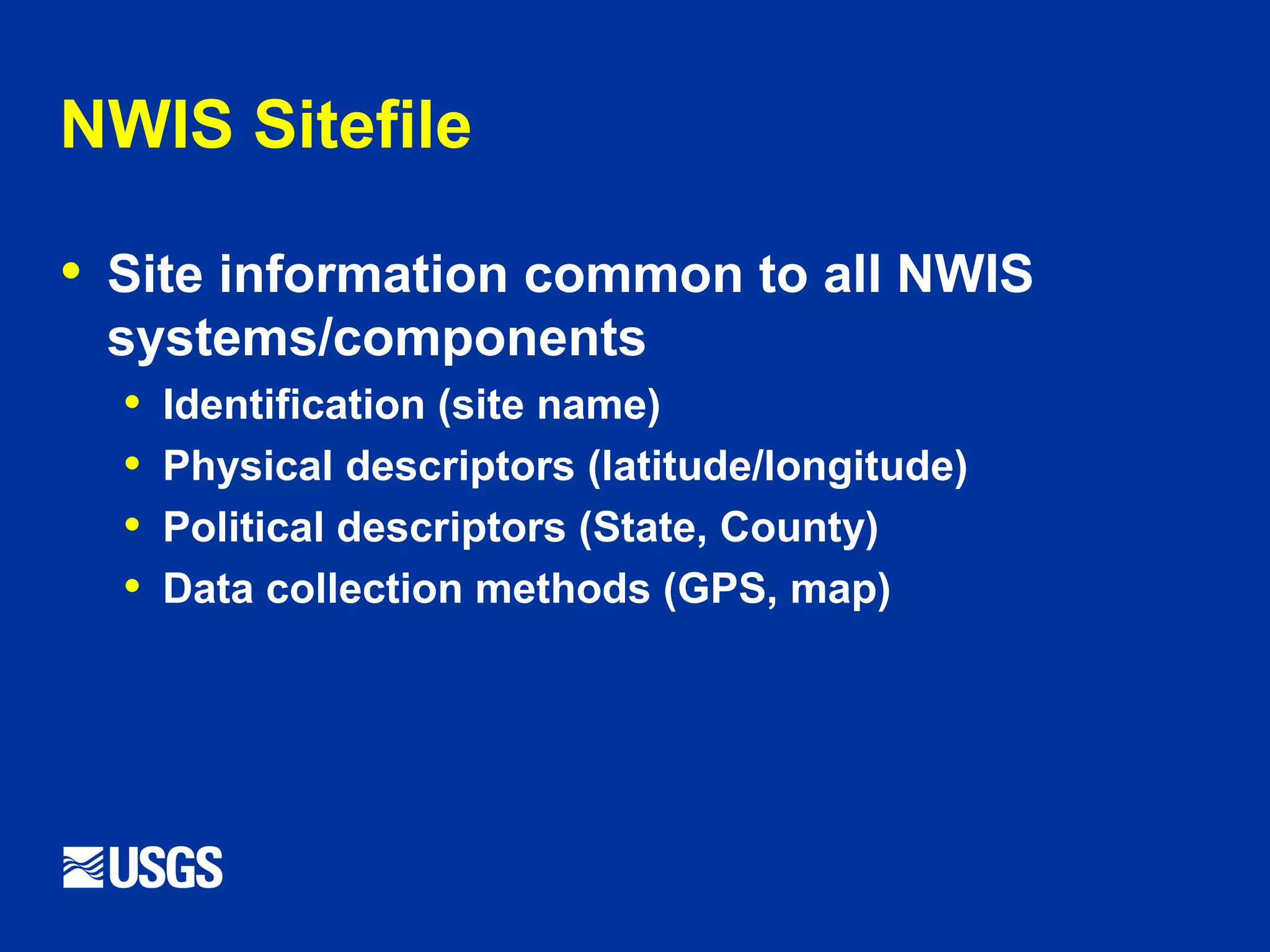 Overview of National Water Information System (NWIS) (Trapanese) | PPT