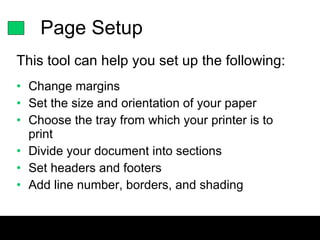 Overview Of Page Setup | PPT