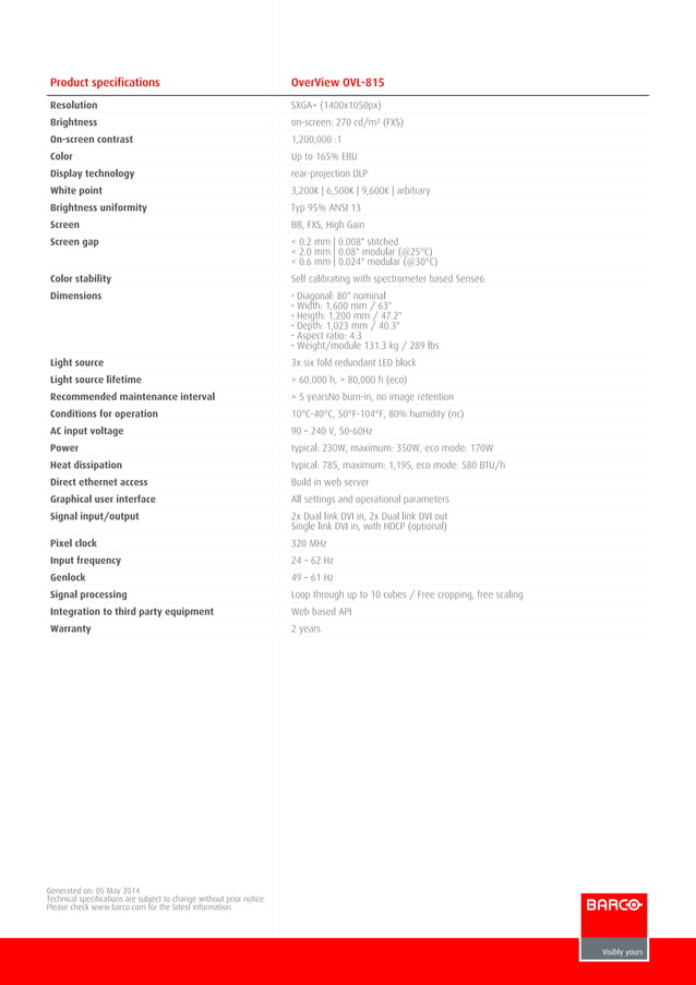 Barco 80" LVS Catalog | PDF