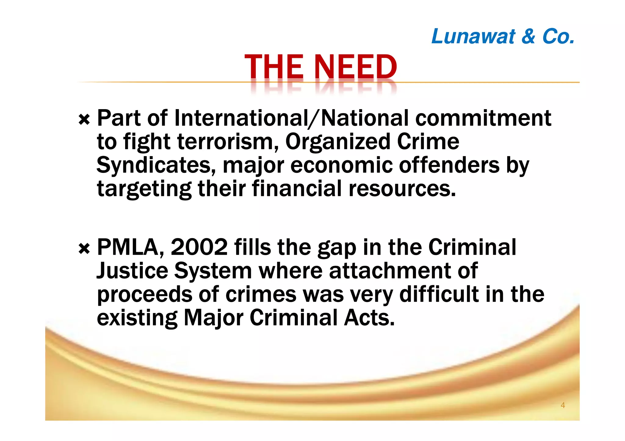 Overview of Emerging Laws - PBPT, PMLA, IBC | PPT