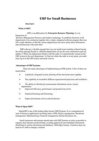 ERP Overview | PDF