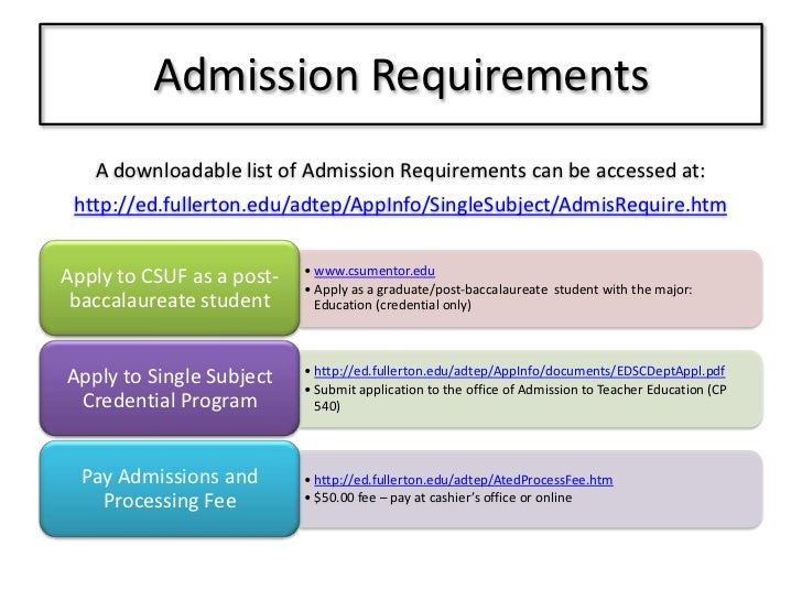 CSUF Single Subject Credential Program Admissions