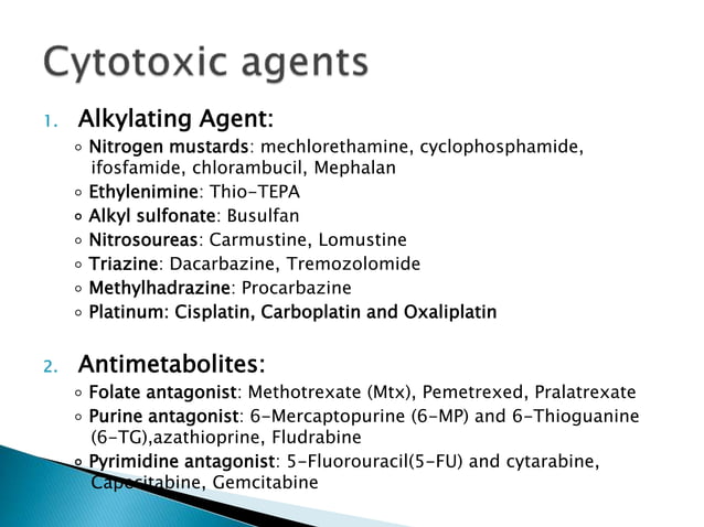 Overview and classification of chemotherapeutic agents and theory ...