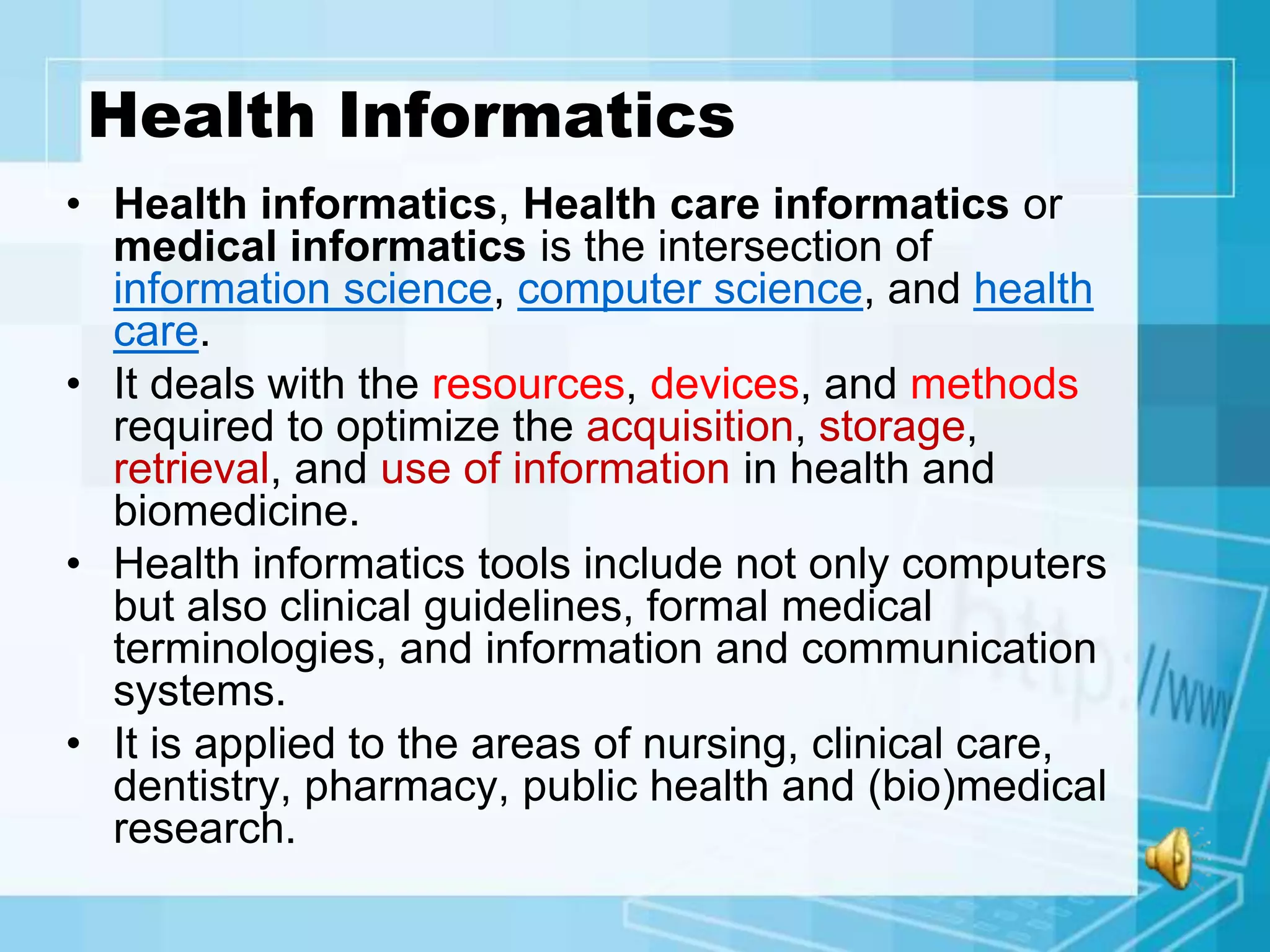 Overview and introduction to health informatics and dental informatics ...