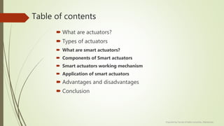 Overview and study of smart actuators | PPTX