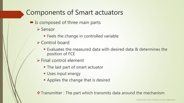Overview and study of smart actuators | PPTX