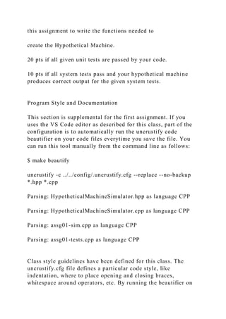 OverviewAssignment 1 Hypothetical Machine SimulatorCSci 43.docx