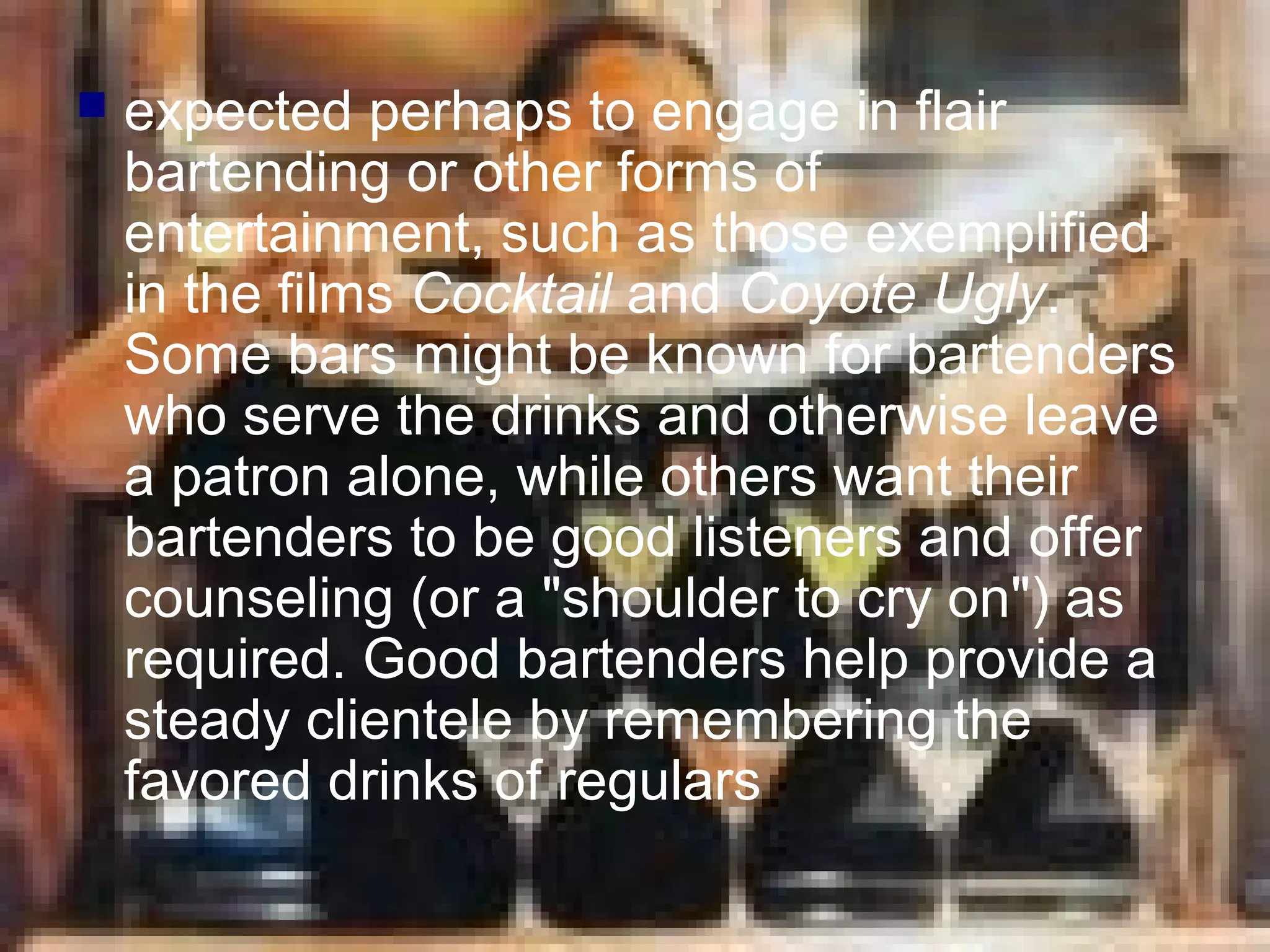 BARTENDING AND FLAIRTENDING | PPT