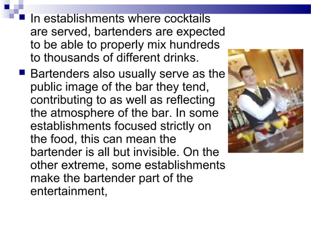 BARTENDING AND FLAIRTENDING | PPT