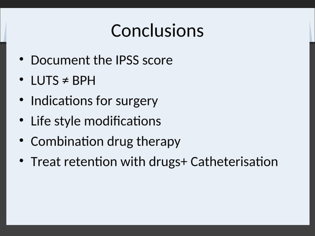 Overview of BPH management, LUTS management | PPT