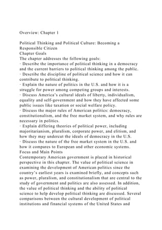 Overview Chapter 1Political Thinking and Political Culture B.docx ...