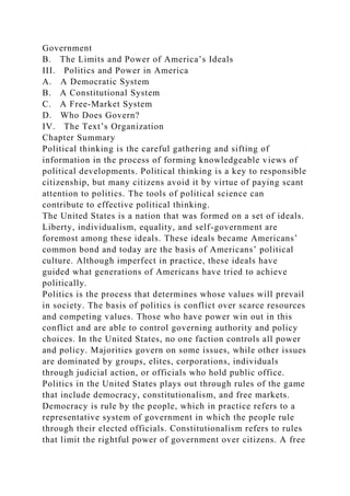 Overview Chapter 1Political Thinking and Political Culture B.docx ...