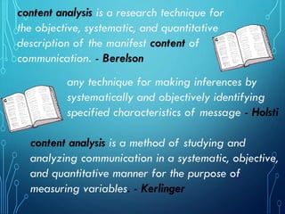 Overview of content analysis | PPT