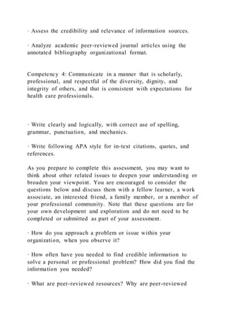 OverviewCreate a 4-6 page annotated bibliography and summar | PDF