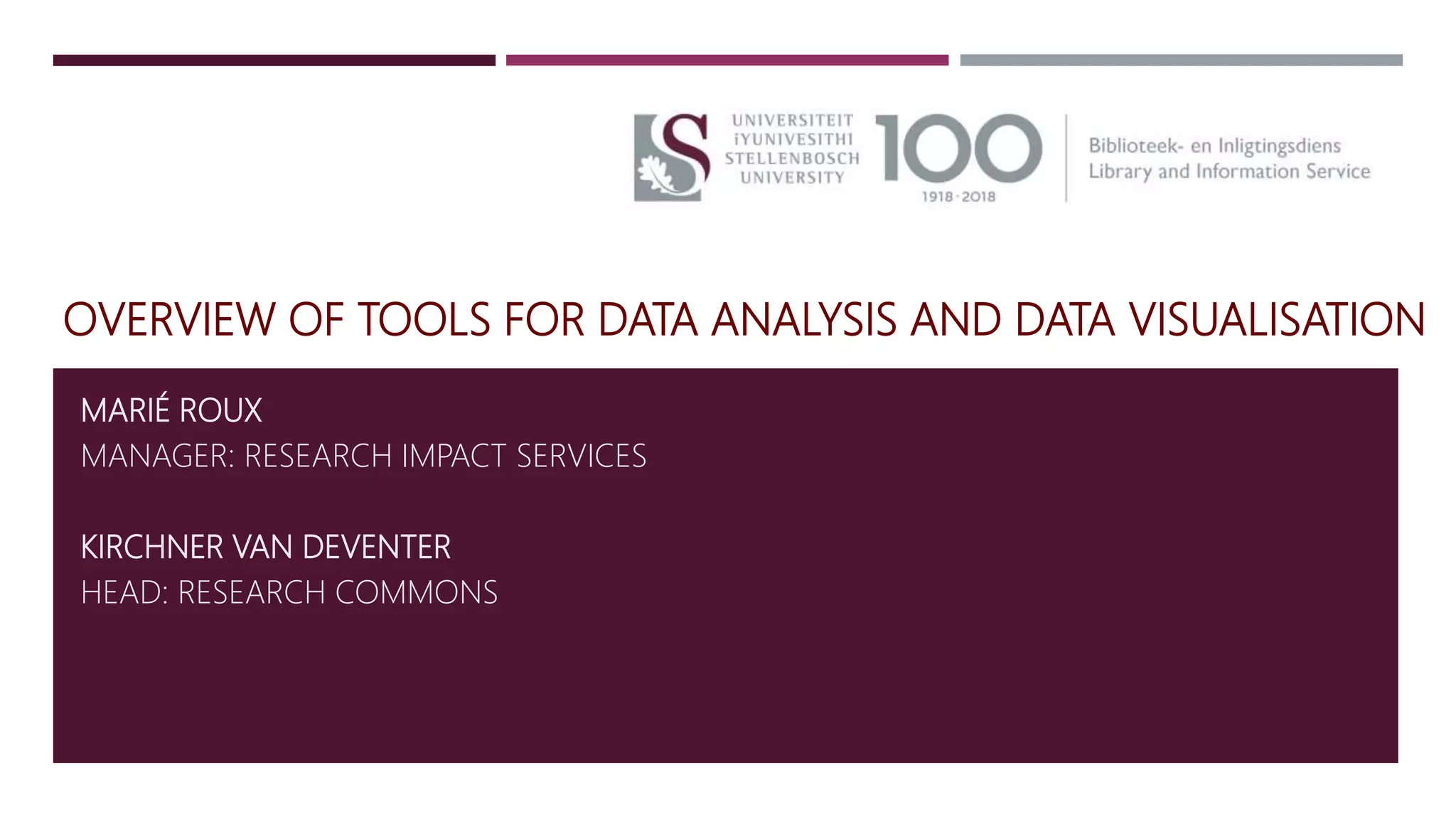 Overview data analyis and visualisation tools 2020 | PPTX
