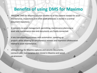 Overview Prozone DMS for maximo | PPTX