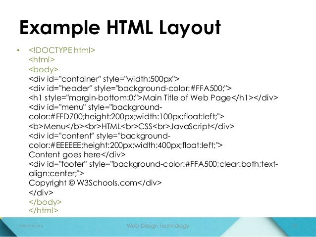Overview HTML, HTML5 and Validations