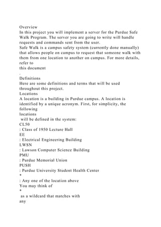 OverviewIn this project you will implement a server for the Purdue.docx | Programming Languages ...