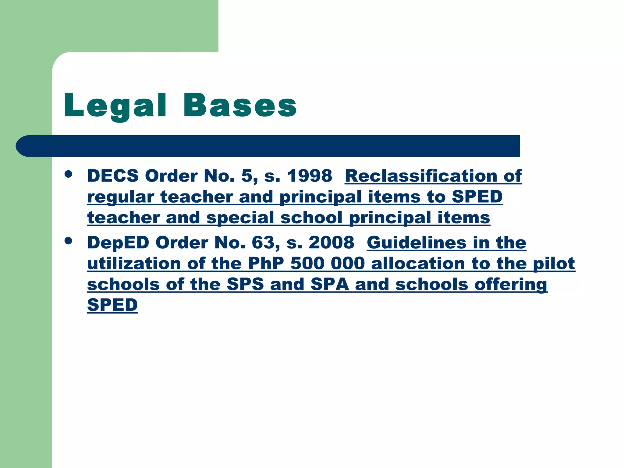Overview & legal bases of sped | PPT