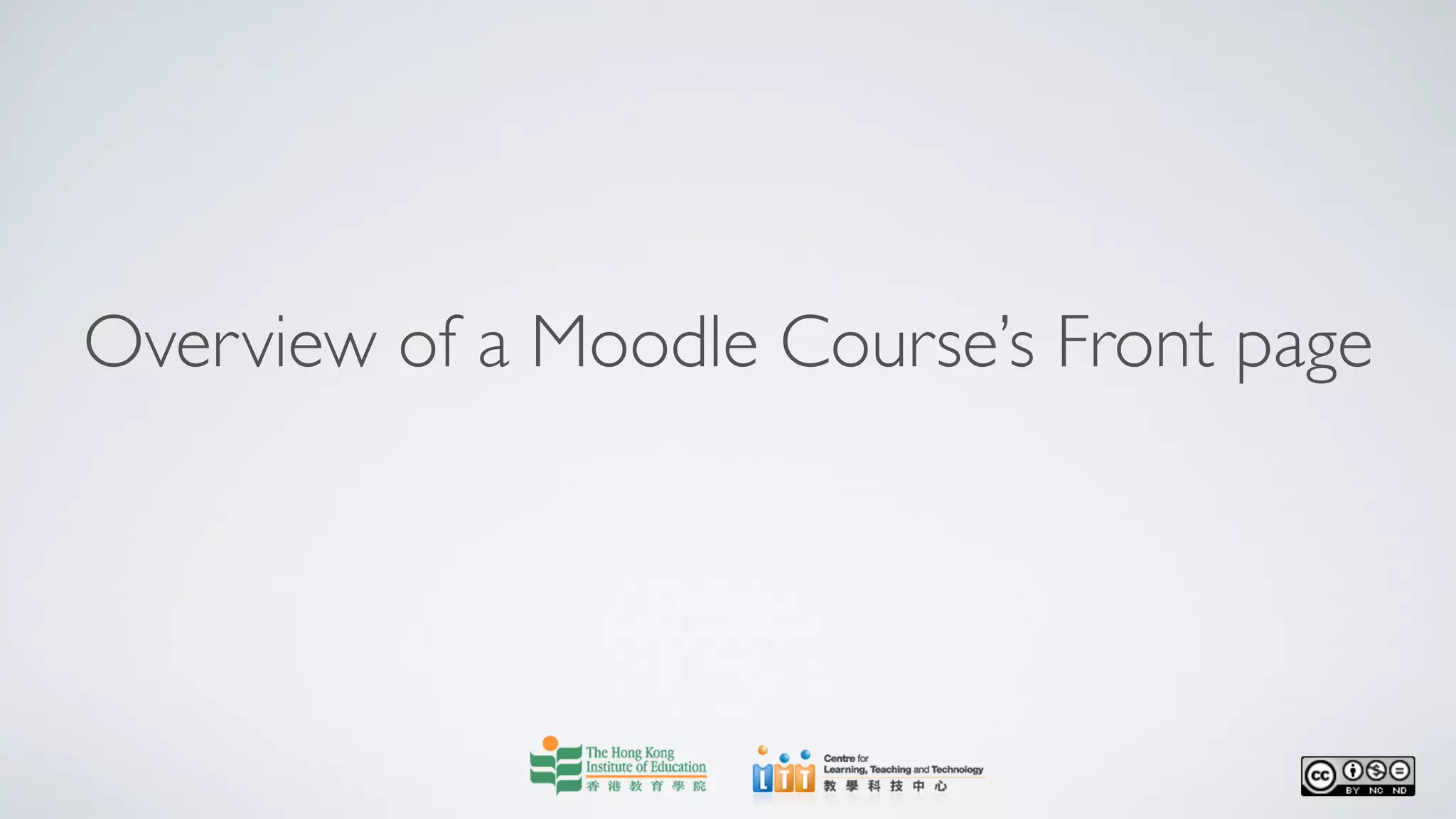 Overview moodle course’s front page | PPT