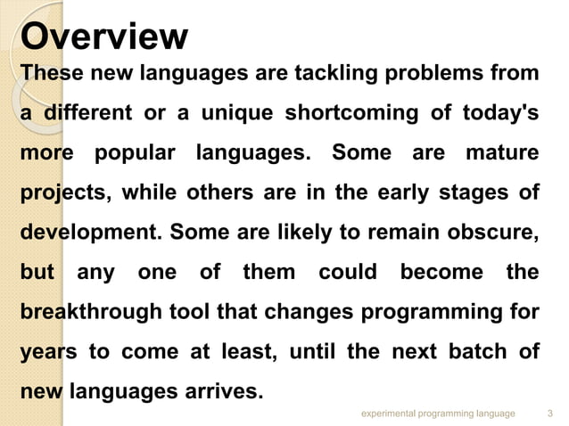 Overview new programming languages | PPTX