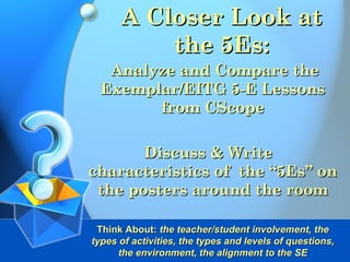 Overview of 5E with Cscope and Engaging Activities | PPT | Educational ...