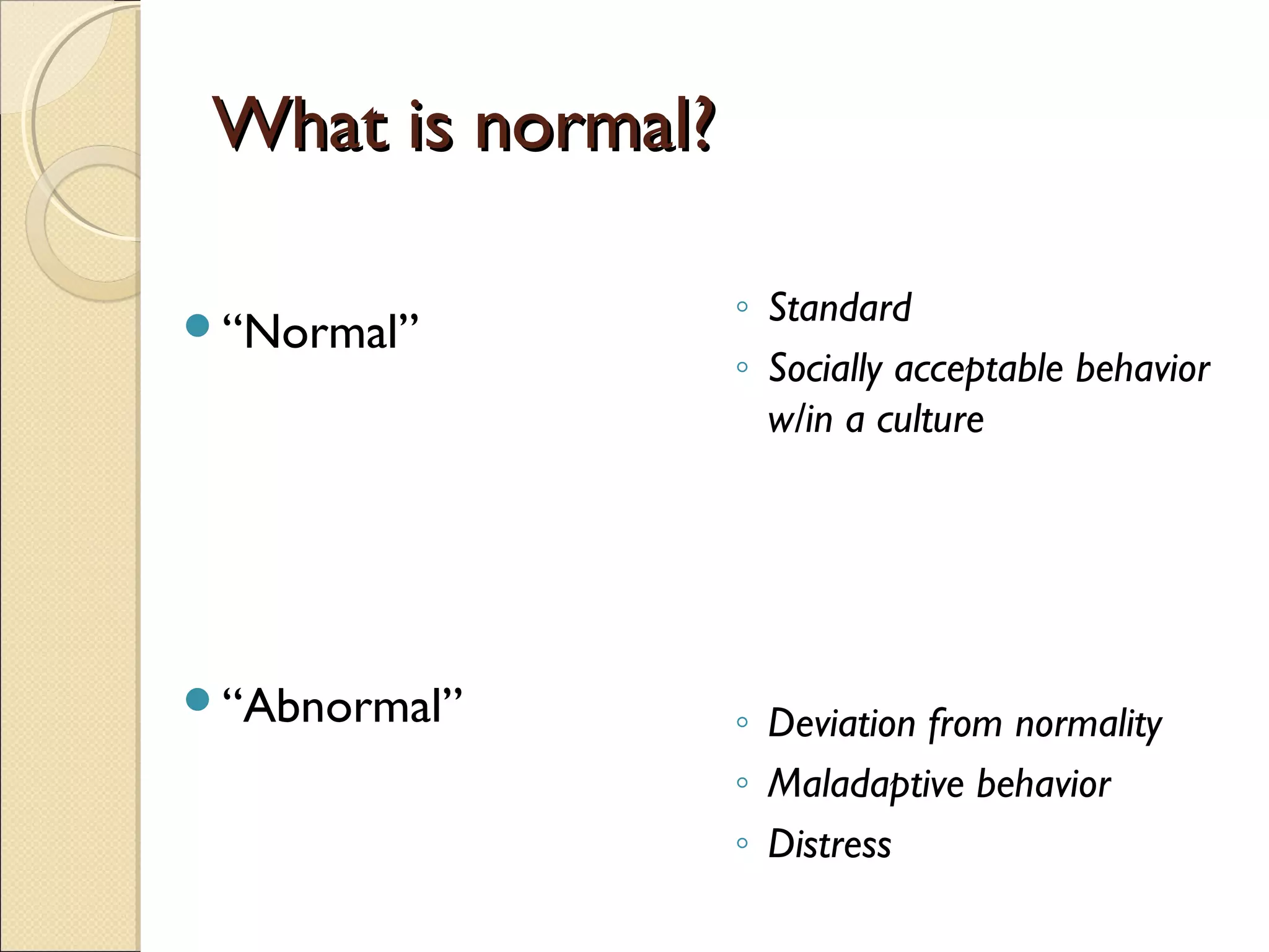 Overview of abnormal psych | PPT