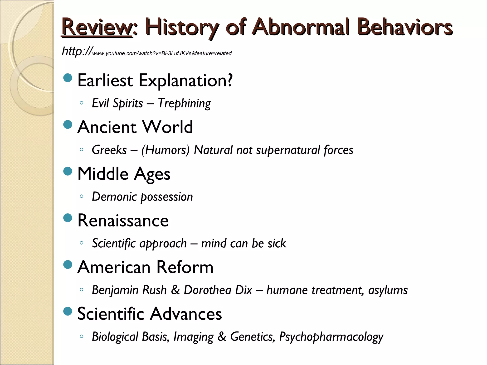 Overview of abnormal psych | PPT