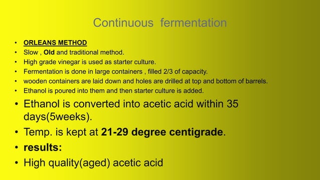 Overview of acetic acid fermentation. | PPTX