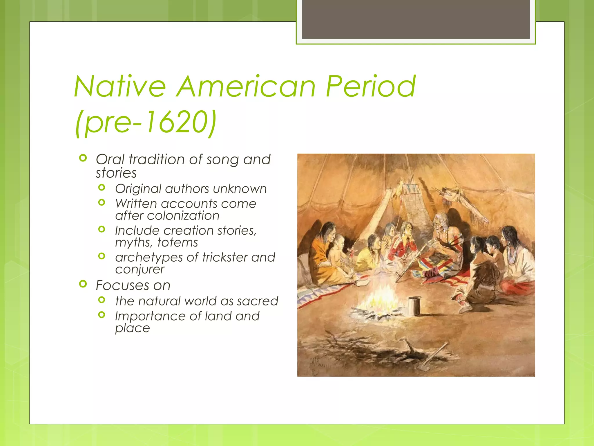 Overview of Early American Literature (English 244) | PPT