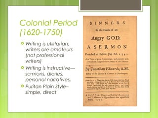 Overview of Early American Literature (English 244) | PPT