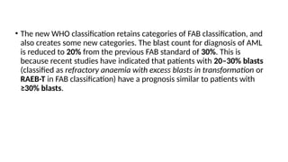 Overview of AML and WHO latest classification. | PPTX