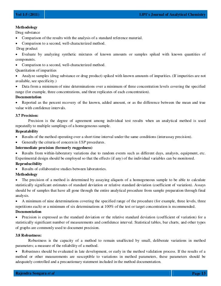 Overview of analytical method validation
