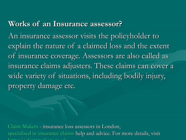 Overview of an loss assessor and insurance assessor | PPT