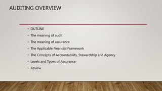 Overview of auditing and assurance | PPTX
