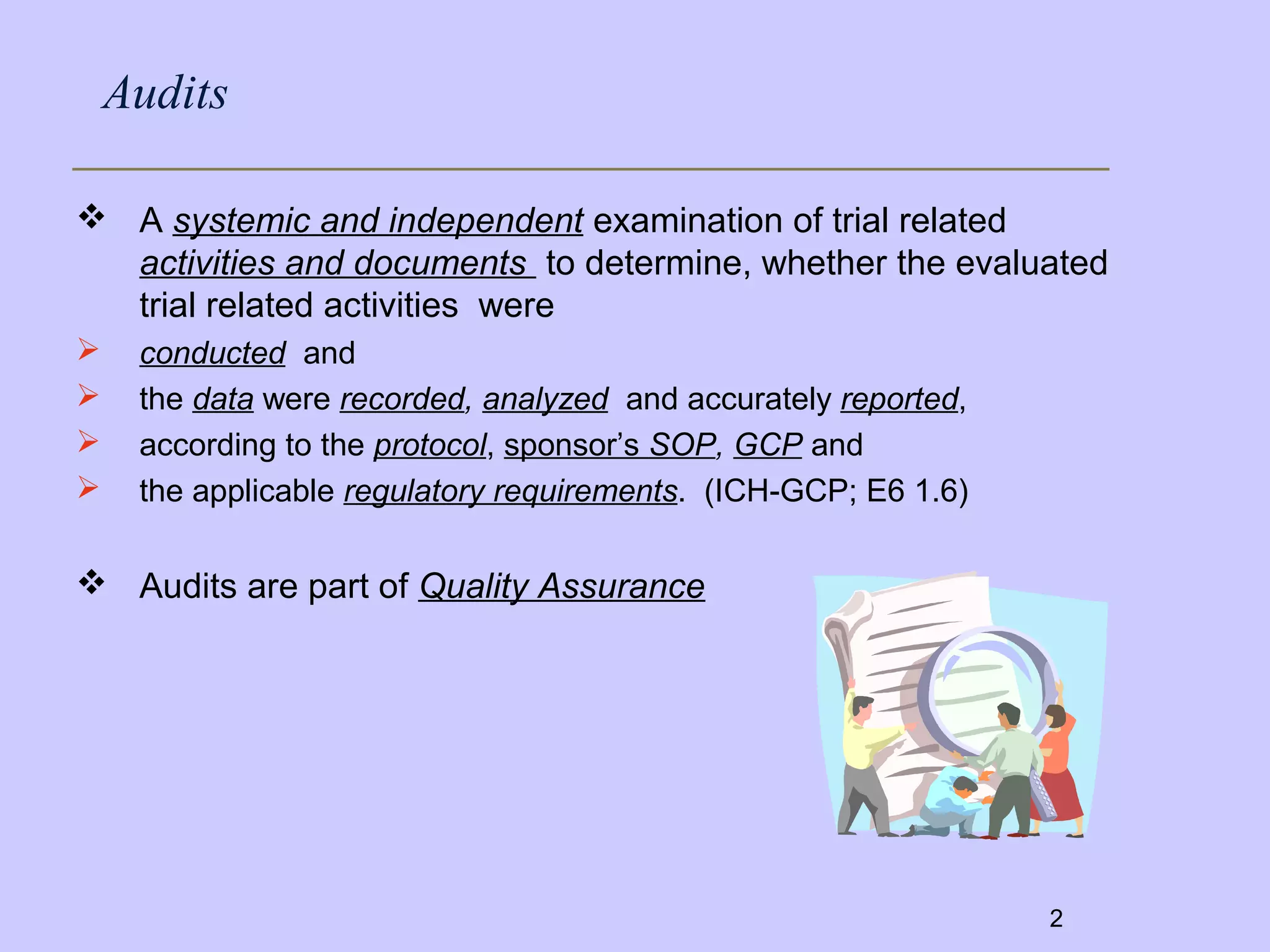 Overview of Audits and Inspections in Clinical Research | PPT