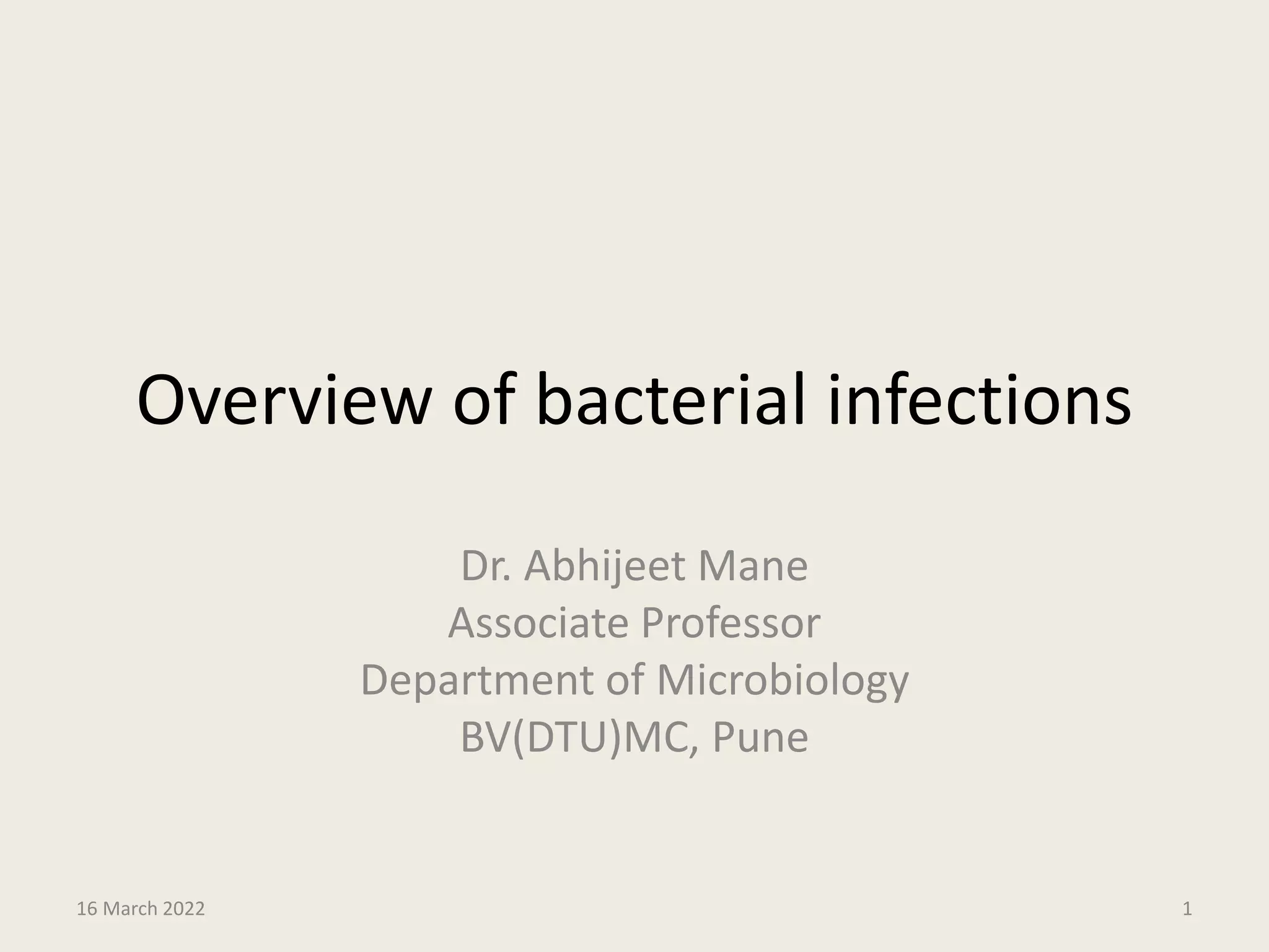 Overview of bacterial infections | PPTX
