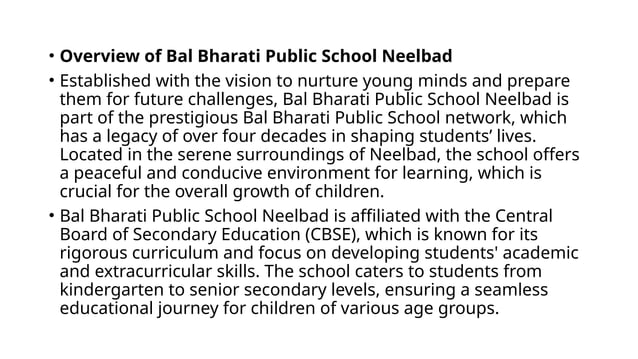 Overview of Bal Bharati Public School Neelbad A Leading CBSE ...
