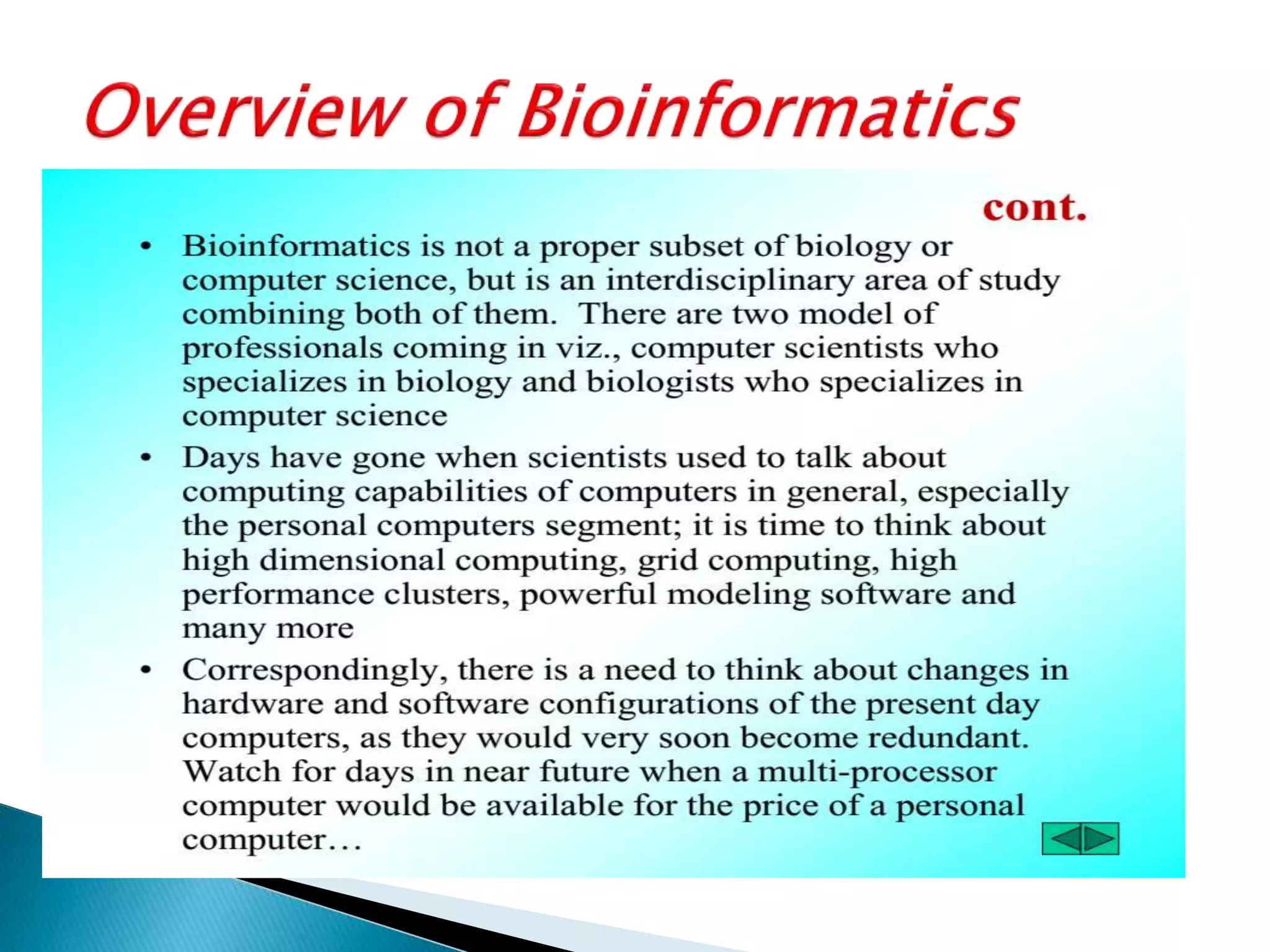 Overview of bioinformatics | PPT Overview of bioinformatics | PPT