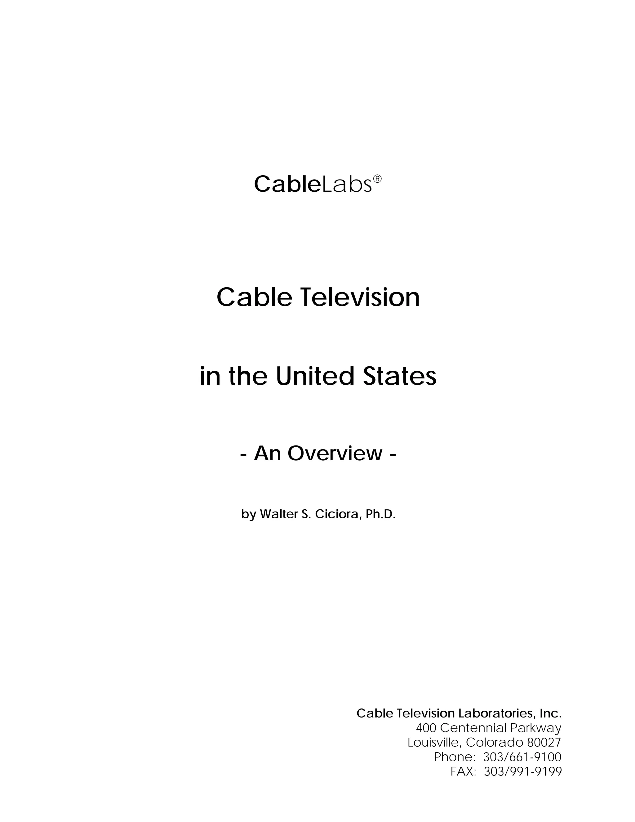 Overview of cable television | PDF