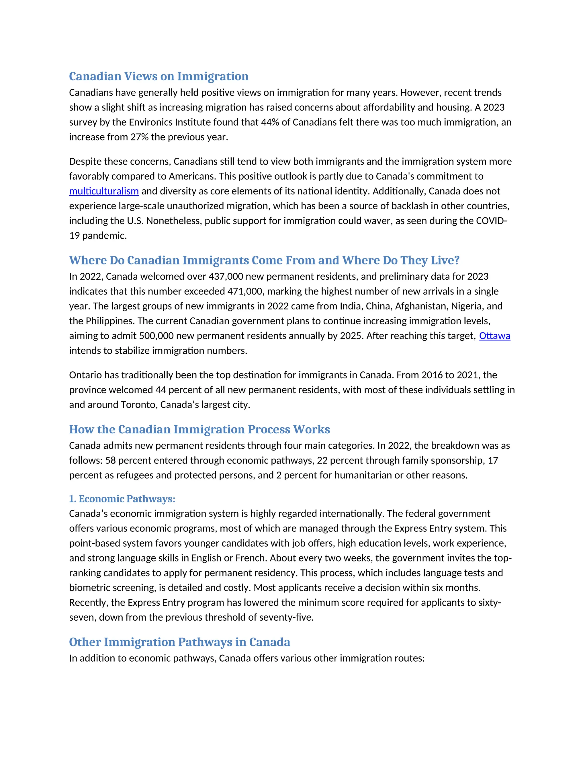 Overview of Canada’s Immigration System and Public Opinion.docx