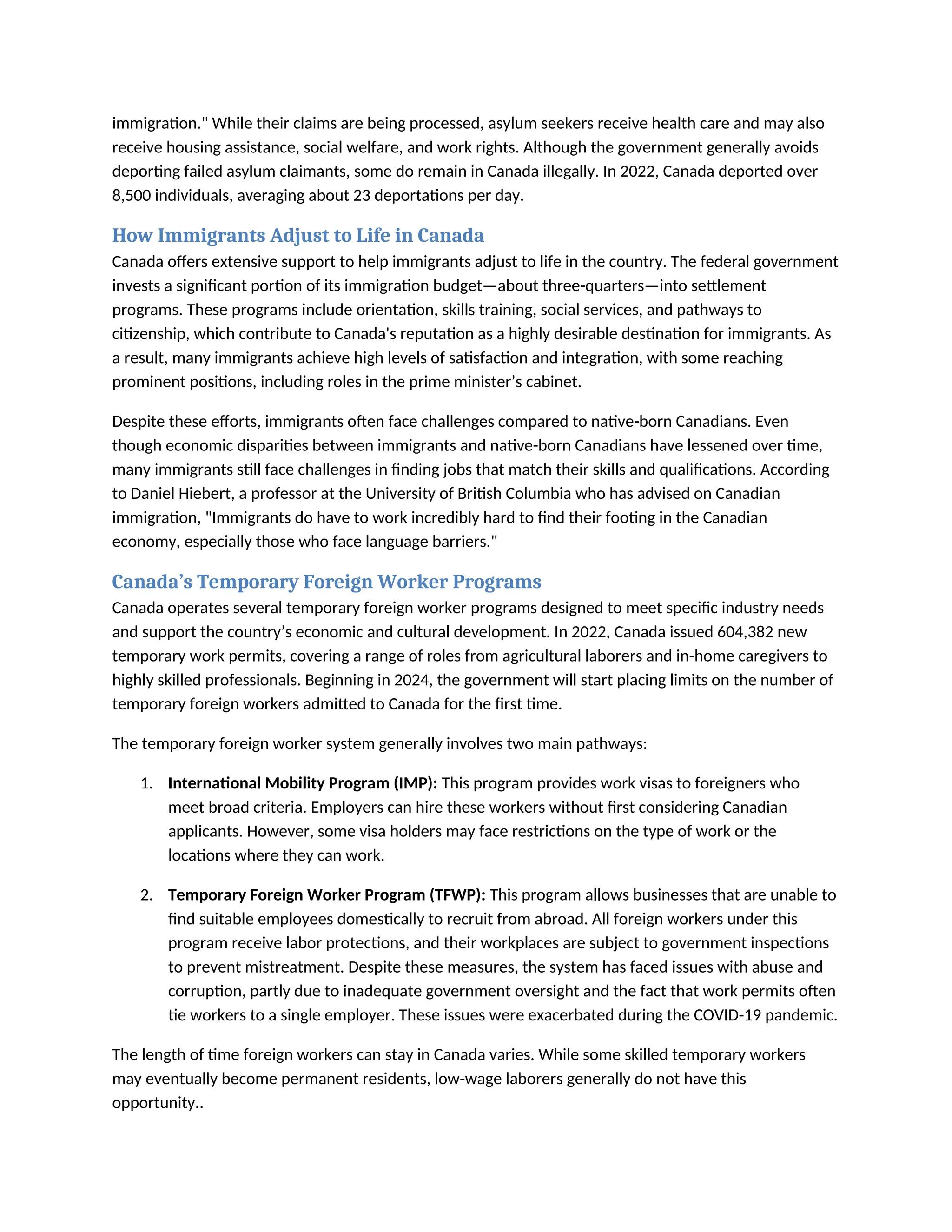 Overview of Canada’s Immigration System and Public Opinion.docx