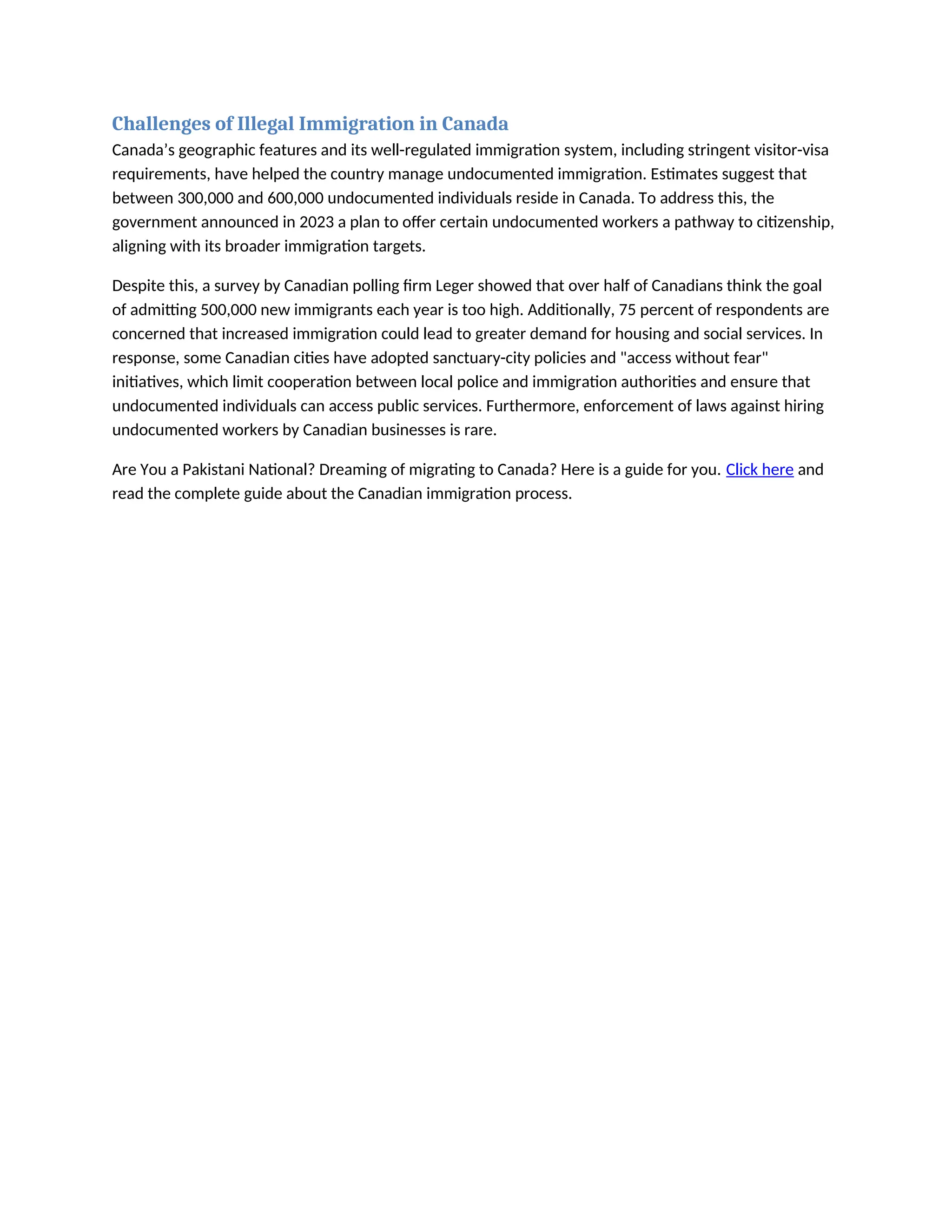 Overview of Canada’s Immigration System and Public Opinion.docx