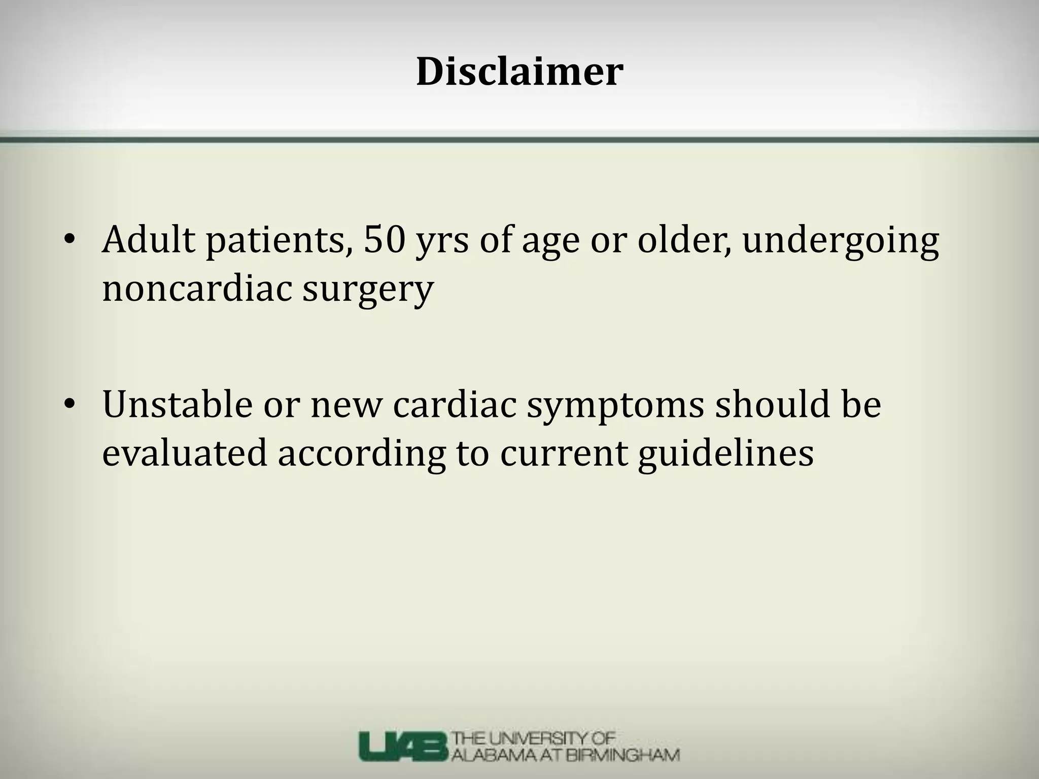 Overview of preoperative cardiac risk assessment | PPTX