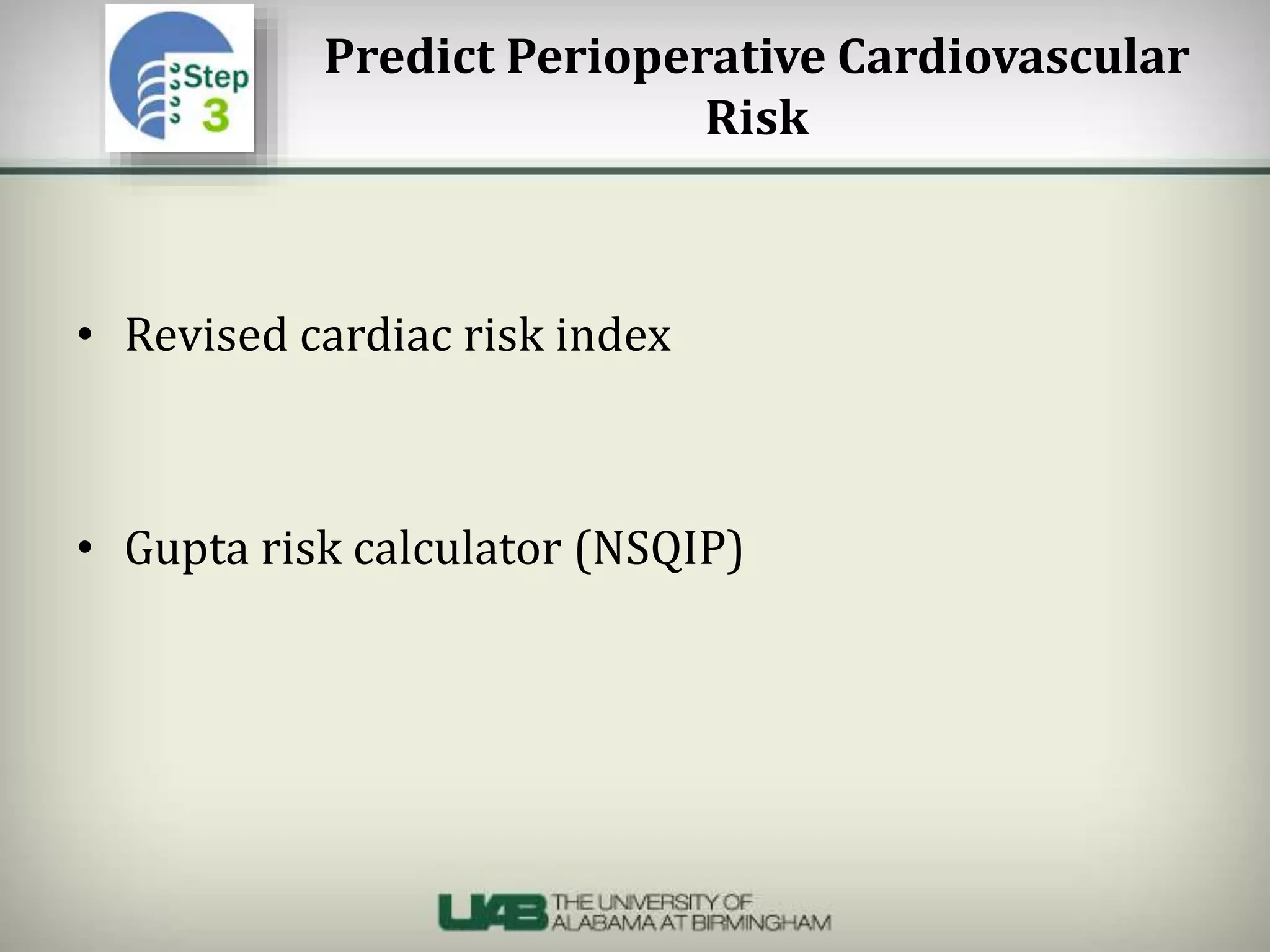 Overview of preoperative cardiac risk assessment | PPTX
